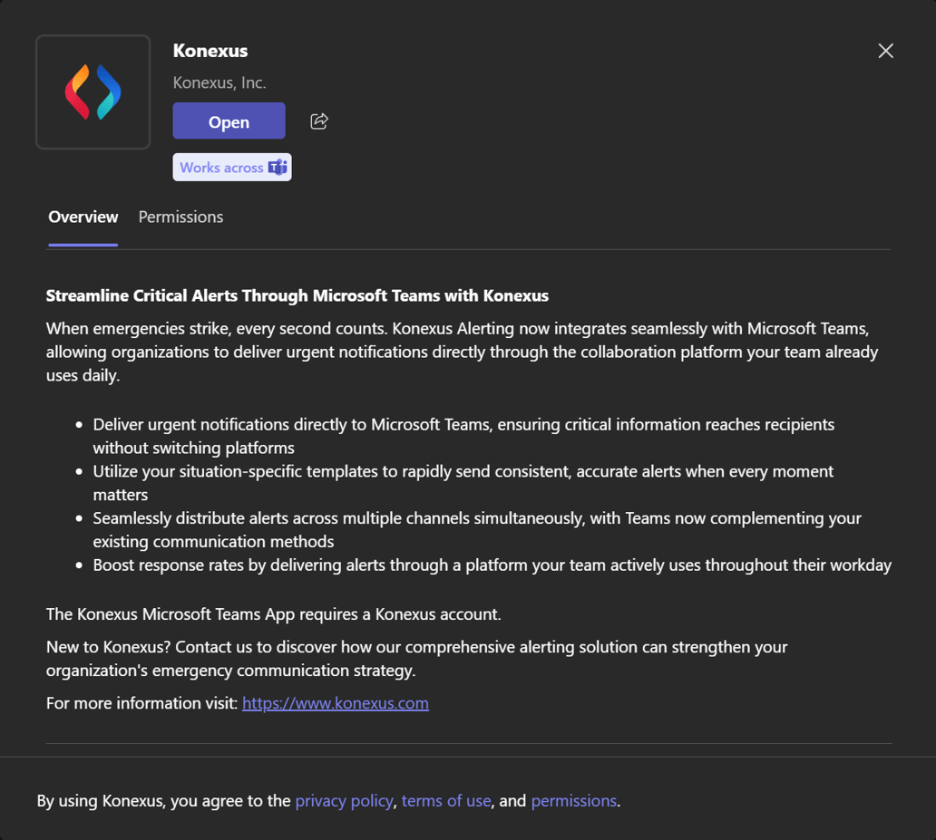 Microsoft Teams - Installing the Konexus Teams App